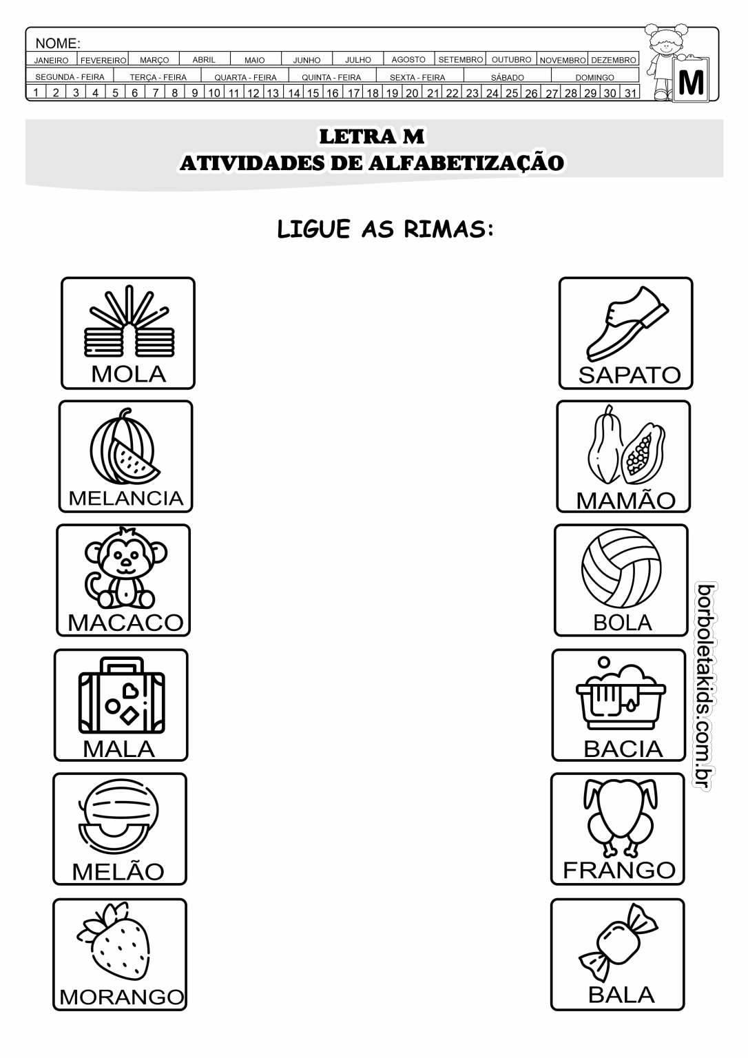 Letra M - Atividades de Alfabetização 8